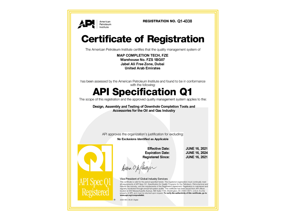 Our Quality & Certificates | MAP Completion Tech