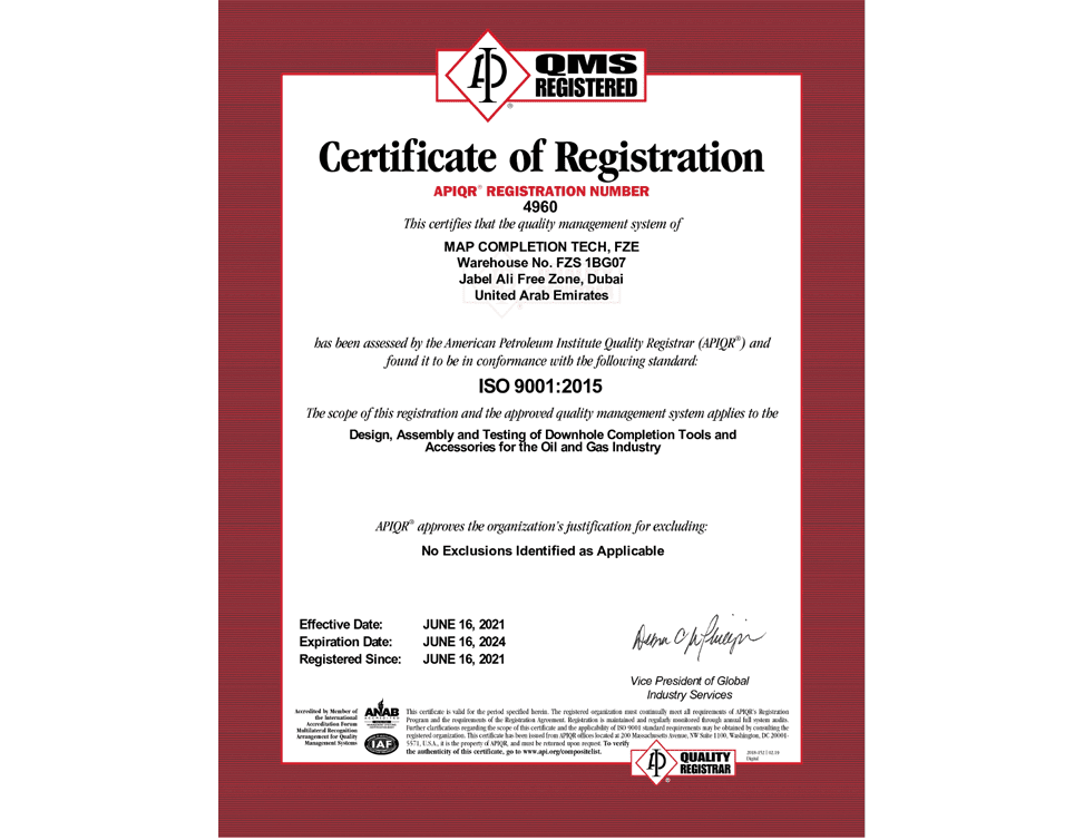 Our Quality & Certificates | MAP Completion Tech